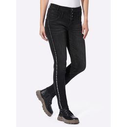 Bequeme Jeans Heine Gr. 34, Normalgrößen, grau (dark grey, denim) Damen Jeans