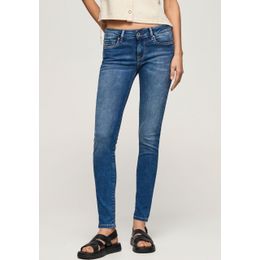 Skinny-fit-Jeans Pepe Jeans "SOHO", Damen, Gr. 32, Länge 28, blau, Denim/Jeans, Obermaterial: 84% Baumwolle, 14% Polyester, 2% Elasthan, casual, skinny fit, Jeans, im 5-Pocket-Stil mit 1-Knopf Bund und Stretch-Anteil