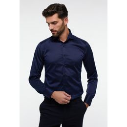 Langarmhemd Eterna "SLIM FIT" Gr. 40, Extra verlängerter Arm, blau (dunkelblau) Herren Hemden