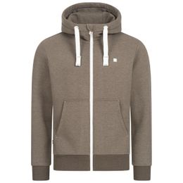 Kapuzensweatshirt DEPROC Active "FinnCMYK II MEN" Gr. L (52), braun Herren Sweatshirts weiche Fleecejacke mit Kängurutasche