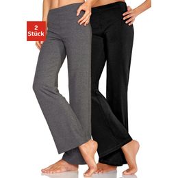 Jazzpants Vivance ACTIVE Gr. 56/58, N-Gr, grau (1x anthrazit, meliert, 1x schwarz) Damen Hosen mit leicht ausgestelltem Bein, Loungewear