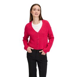 Strickjacke Cartoon "Cartoon Strick-Cardigan mit V-Ausschnitt" Gr. 34, lila (barberry) Damen Strickjacken Rippbündchen