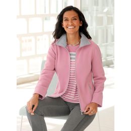 Fleecejacke Casual Looks Gr. 54, rosa (altrosa), Damen, 100% Polyester, unifarben, gemustert, mehrfarbig, Jacken