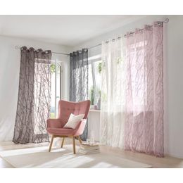 Gardine HEINE HOME Gardinen Gr. 225 cm, Ösen, Schlaufen, 140 cm, lila (mauve)