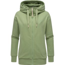 Kapuzensweatjacke Ragwear "Yodis Zip", Damen, Gr. M38, grün, Sweatware, Obermaterial: 70% Baumwolle, 30% Polyester, Casual, bequem hüftbedeckend, hoch geschlossener Ausschnitt, Ärmel ohne Ärmelschlitz Rippbündchen, Sweatjacken, weicher Damen Zip-Hoodie mit Kapuze