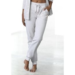 Loungehose BENCH. LOUNGEWEAR "-Sweathose" Gr. 32/34, N-Gr, beige (beige-meliert) Damen Hosen mit aufgesetzten Taschen, Loungeanzug