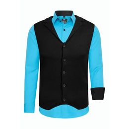 Langarmhemd Rusty Neal Gr. 4XL, EURO-Größen, blau (türkis) Herren Hemden inklusive Langarmhemd und Weste