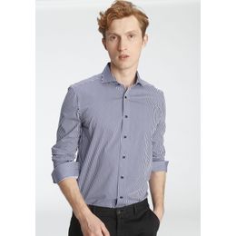 Businesshemd OLYMP "Luxor 24/Seven modern fit" Gr. 40, N-Gr, blau (marine, weiß, gestreift) Herren Hemden Jersey-Hemd