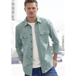 Langarmhemd John Devin "cooles Overshirt" Gr. XL (43/44), N-Gr, grün (salbei) Herren Hemden aus reiner Baumwolle, mit aufgesetzten Taschen