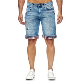 Shorts Rusty Neal "Noxon" Gr. XXL, EURO-Größen, blau, Herren, 98% Baumwolle, 2% Elasthan, unifarben, Hosen, mit tollem Karo-Detail