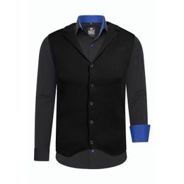 Langarmhemd Rusty Neal Gr. 4XL, EURO-Größen, blau (blau-schwarz) Herren Hemden inklusive Langarmhemd und Weste