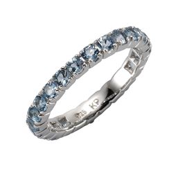 Fingerring ZEEme "Silber 925 rhodiniert mit 24x Blautopas (beh.)" Fingerringe Gr. 052 (16,6), Silber 925 (Sterlingsilber), weiß (weiß, blau) Damen