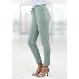 Jogger Pants Lascana, Damen, Gr. 32, N-Gr, grün (mint), Sweatware, Obermaterial: 70% Viskose, 25% Polyamid, 5% Elasthan, unifarben, feminin, Basic schmal knöchelfrei, Hosen, mit elastischem Bund und Gürtelschlaufen, Loungewear