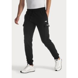 Sweathose Kangaroos "lange Jogginghose, mit Kordel, Relaxhose", Herren, Gr. 44/46 (S), N-Gr, schwarz, angeraute Sweatware, Obermaterial: 60% Baumwolle, 40% Polyester, sportlich, bequem lang, Hosen, leichte Sweat-Qualtität