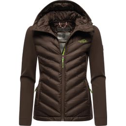 Outdoorjacke Navahoo "Nimm Mich Mit", Damen, Gr. M (38), braun (dunkelbraun), Obermaterial: 100% Polyester; Obermaterial Ärmel: 68% Viskose, 27% Polyamid, 5% Elasthan; Futter: 100% Polyester; Wattierung: 100% Polyester, sportlich, figurbetont hüftlang, Langarm Ärmel ohne Ärmelschlitz Umschlagsaum mit innenliegendem Gummizug, Jacken, stylische Übergangsjacke mit Kapuze