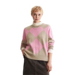 Marc O'Polo Rundhalspullover MARC O'POLO DENIM "aus softem Viskose-Schurwolle-Mix" Gr. S, pink Damen Pullover