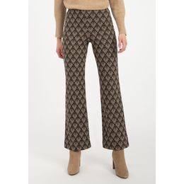 Stoffhose Recover Pants "JASMIN" Gr. 42, Normalgrößen, schwarz (schwarz, camel) Damen Hosen mit topmodischer Flared-Form