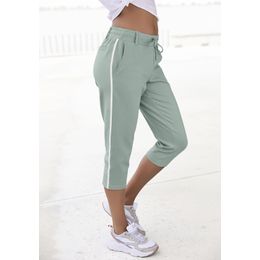 Caprihose Lascana, Damen, Gr. 42, N-Gr, gr&uuml;n (mint), Obermaterial: 70% Viskose, 25% Polyamid, 5% Elasthan, unifarben, Basic kniebedeckend, Hosen Homewear Hose, mit seitlichen Streifen, Loungewear