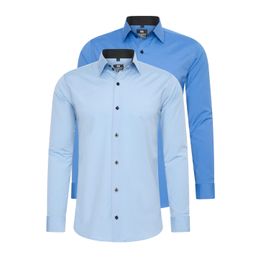 Langarmhemd Rusty Neal Gr. 4XL, EURO-Größen, blau (hellblau, blau) Herren Hemden im Slim-Fit geschnitten