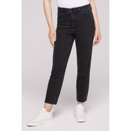 Mom-Jeans SOCCX Gr. 27, Normalgrößen, schwarz Damen Jeans mit hoher Leibhöhe