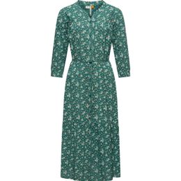 Maxikleid Ragwear "Meve" Gr. L (40), Normalgrößen, grün (dunkelgrün), Damen, Obermaterial: 100% Viskose, Kleider, Leichtes Langarmkleid mit Blumenmuster