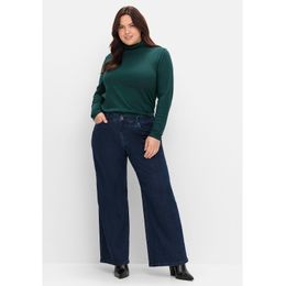 Stretch-Jeans sheego "Große Größen" Gr. 52, Normalgrößen, blau (dark blue denim) Damen Jeans High-Waist, im Curvy-Schnitt ELLA