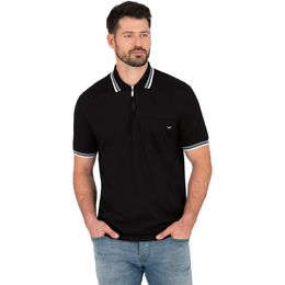 Poloshirt TRIGEMA "TRIGEMA mit Reißverschluss" Gr. L, schwarz Herren Shirts