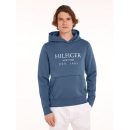 Hoodie Tommy Hilfiger "BIG HOODY" Gr. S (46), blau (aegean sea) Herren Sweatshirts mit kontrastfarbenen Print