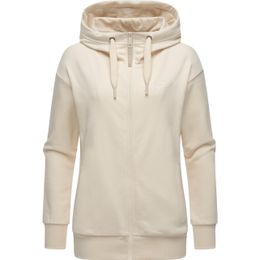 Kapuzensweatjacke Ragwear "Yodis Zip" Gr. 4XL (48), beige Damen Sweatjacken weicher Zip-Hoodie mit Kapuze