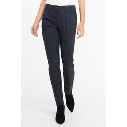 Stoffhose Recover Pants "Stoffhose", Damen, Gr. 34, Normalgrößen, blau (druck dunkelblau), 97% Baumwolle;3% Elasthan, Paisley, slim fit lang, Hosen, mit kleinem Aufschlag