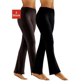 Jazzpants Vivance ACTIVE Gr. 44/46, N-Gr, braun (1x schwarz, 1x braun) Damen Hosen mit leicht ausgestelltem Bein, Loungewear