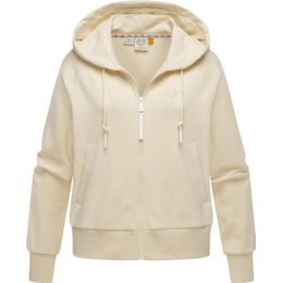 Kapuzensweatjacke Ragwear "Taila", Damen, Gr. 4XL (48), beige, Sweatware, Material: 70% Baumwolle, 30% Polyester, Casual, weit hüftlang, tiefer Rundhals, Ärmel ohne Ärmelschlitz Rippbündchen, Sweatjacken, modische Damen Sweatjacke mit Kapuze