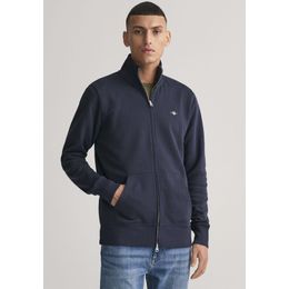 Sweatjacke Gant "REG SHIELD FULL ZIP SWEAT" Gr. 5XL, blau (evening blau) Herren Sweatjacken mit Logostickerei auf der Brust