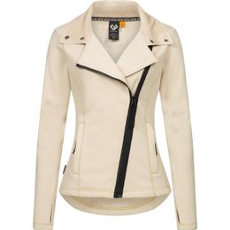 Sweatjacke Ragwear "Saskie", Damen, Gr. L (40), beige (ecru), 95% Polyester, 5% Elasthan, Modisch, figurumspielend, hoch geschlossener Ausschnitt, Sweatjacken, Modische Damen Kapuzenjacke mit kuschlig weichem Innenfutter