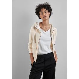 Kapuzensweatjacke Street One Gr. 34, weiß (lucid white) Damen Sweatjacken mit Kapuze