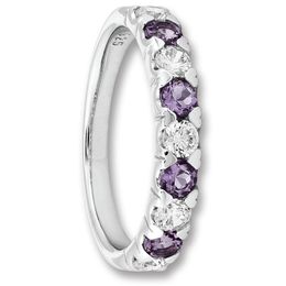 Silberring ONE ELEMENT "Zirkonia & Amethyst Ring aus 925 Silber" Fingerringe Gr. 52, mit Zirkonia, Silber 925 (Sterlingsilber), silberfarben (silber) Damen Silber Schmuck