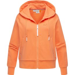 Kapuzensweatjacke Ragwear "Taila" Gr. 4XL (48), orange (pfirsich) Damen Sweatjacken modische Sweatjacke mit Kapuze