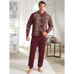 Schlafanzug Normann Gr. 48/50, rot (weinrot) Herren Homewear-Sets