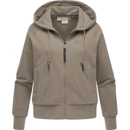 Kapuzensweatjacke Ragwear "Taila" Gr. 4XL (48), braun (mokka) Damen Sweatjacken modische Sweatjacke mit Kapuze