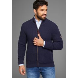 Strickjacke DELMAO "Bis Größe 3XL" Gr. L (52/54), blau (dunkelblau) Herren Strickjacken mit Wabenstruktur - NEUE KOLLEKTION