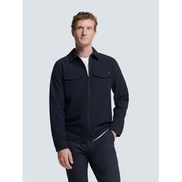 Langarmhemd NO EXCESS "NO EXCESS Overshirt mit Zip-Verschluss" Gr. L, Normalgrößen, blau (nachtblau) Herren Hemden