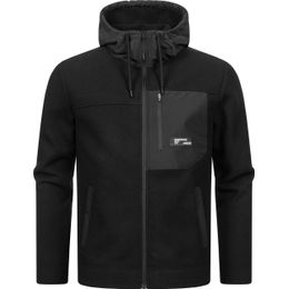 Fleecejacke Ragwear "Brodney", Herren, Gr. M (50), schwarz, Fleece, Material: 100% Polyester, sportlich, gerade hüftbedeckend, hoch geschlossener Ausschnitt, Langarm Ärmel ohne Ärmelschlitz abgesteppte Kante, Jacken, Stylische Herren Übergangsjacke mit Brusttasche