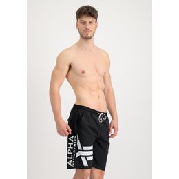 Shorts Alpha Industries "Alpha Industries Men - Beachwear Side Print Board Short" Gr. M, Normalgrößen, schwarz (black) Herren Hosen