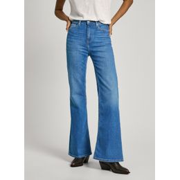 Slim-fit-Jeans Pepe Jeans "FLARE HW", Damen, Gr. 29, Länge 34, blau (medium used), Denim/Jeans, Obermaterial: 90% Baumwolle, 8% Polyester, 2% Elasthan, casual, slim fit, Jeans