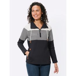 Sweatshirt Casual Looks Gr. 36, schwarz-weiß (schwarz-ecru) Damen Sweatshirts