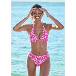 Bikini-Hose Vivance "Leni" Gr. 44, N-Gr, weiß (neonpink, weiß) Damen Badehosen mit gelaserter Wellenkante