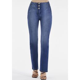 Skinny-fit-Jeans Freddy "WRUP SUPERSKINNY" Gr. XS, N-Gr, bunt (dark blue yellow seams) Damen Jeans mit Lifting & Shaping Effekt