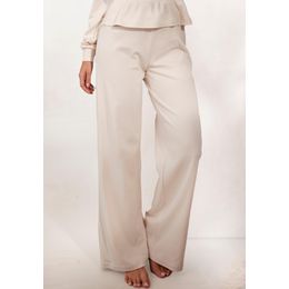 Sweathose Lascana "-Loungehose" Gr. 36/38, N-Gr, beige (creme) Damen Hosen mit ausgestelltem Bein, Loungewear