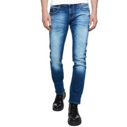 Straight-Jeans Rusty Neal "TOYAMA" Gr. 29, Länge 32, blau (dunkelblau) Herren Jeans mit coolen Kontrastnähten