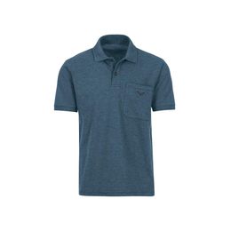 Poloshirt TRIGEMA "TRIGEMA Polohemd mit Brusttasche" Gr. L, blau (jeans, melange) Herren Shirts